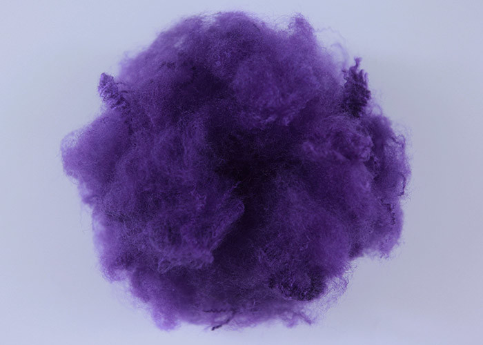 6D*65MM Purple Recycled Pet Fiber , Pet Staple Fiber Good Elasticity ...